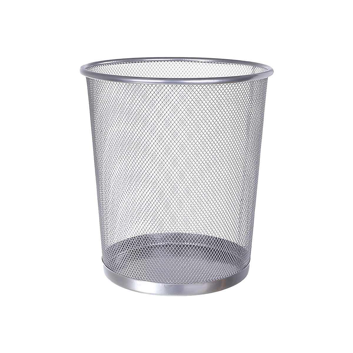 Generic Metal Meshround Garbage Can,Trash Can Mesh Round Open Top Wastebasket,Wire Mesh Desk Trash Can, for Home and Office Workspace (Silver)