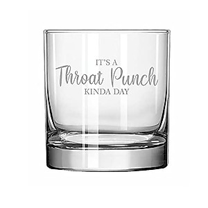 MIP Brand Rocks Whiskey Old Fashioned Glass It's A Throat Punch Kinda Day Funny