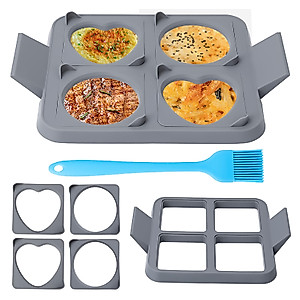 Silicone Egg Rings, Silicone Pancake Mold, Non-Stick Square Round Heart Egg Mold Fried Egg Cooker Ring, Detachable Egg Ring Molds for Eggs, Pancakes, Breakfast Sandwiches