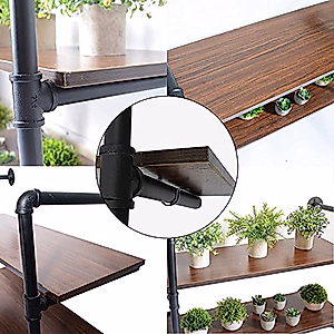 Industrial Pipe Floating Shelves,31inch Wall Mount Hanging Book Shelves with 2 Wooden Boards Planks in Rustic Brown Wood Finish Farmhouse Style