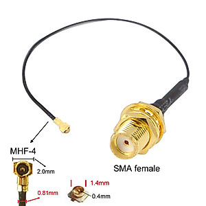 onelinkmore MHF4 to SMA M.2 NGFF SMA Female Bulkhead to IPX IPEX RF Pigtail WiFi Antenna Extension Cable for PCI WiFi Card Wireless Router M.2 Cards 0.81mm Pack of 2 (2 inch (5 cm))