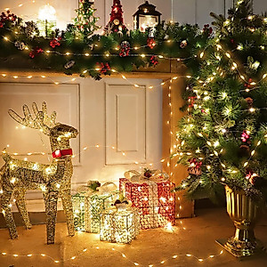 TURNMEON [ 5 Pack & Timer ] 500 LED 165 Ft Fairy Lights Decorations Copper Wire String Lights Battery Powered Christmas Tree Lights for Bedroom Wedding Indoor Outdoor Home Decor, 100 LED 33 Ft Each