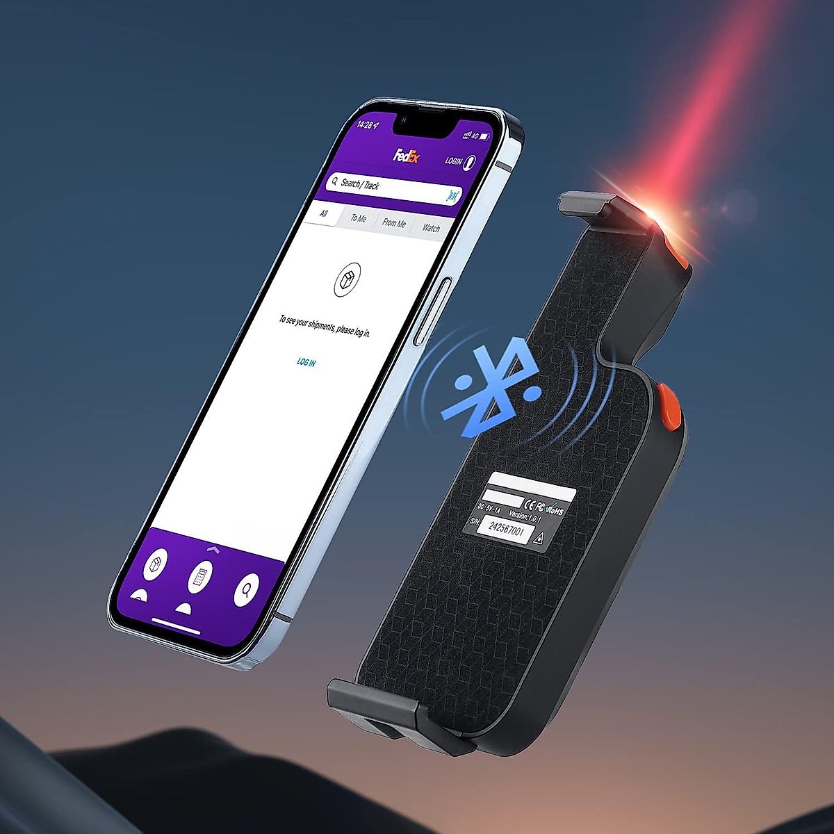 MUNBYN Bluetooth Barcode Scanner-QR 1D/2D Back Clip Phone Barcode Reader Scanner with 3000mAh Rechargeable Battery-1Pcs Wireless Pocket POS Scanner for Smartphone iOS Android