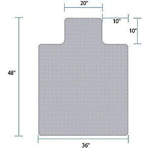 New Chair Mat for Carpeted Floor Low Pile Office and Home Use Thick and Sturdy Transparent Desk Chair mat for Carpets Size 36" X 48" with Lip