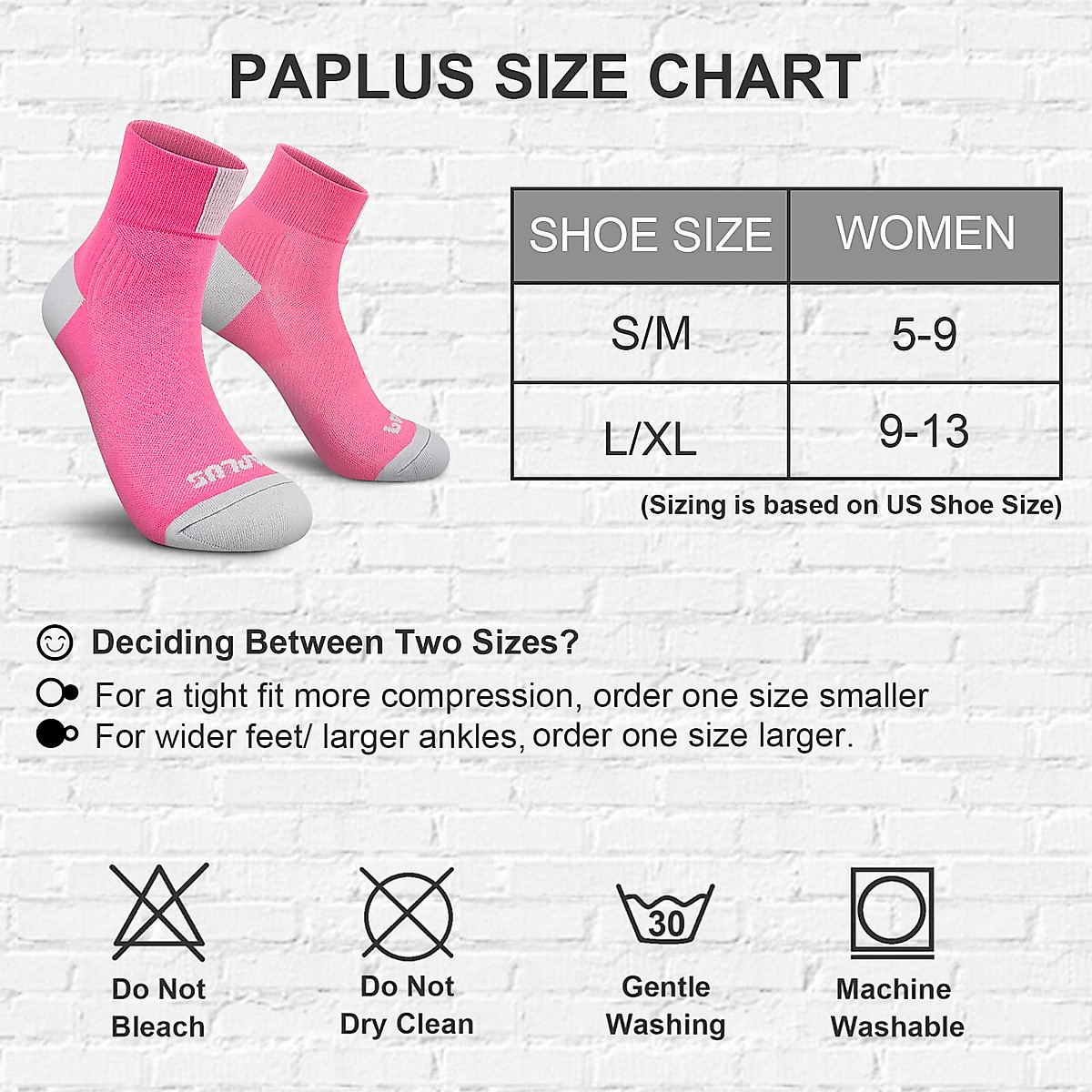 PAPLUS Ankle Compression Socks for Women 6 Pairs, Running Athletic Socks with Arch Support，Plantar Fasciitis Socks