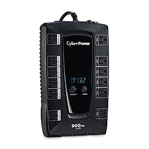 CyberPower AVRG900LCD Intelligent LCD UPS System, 900VA/480W, 12 Outlets, AVR, Compact