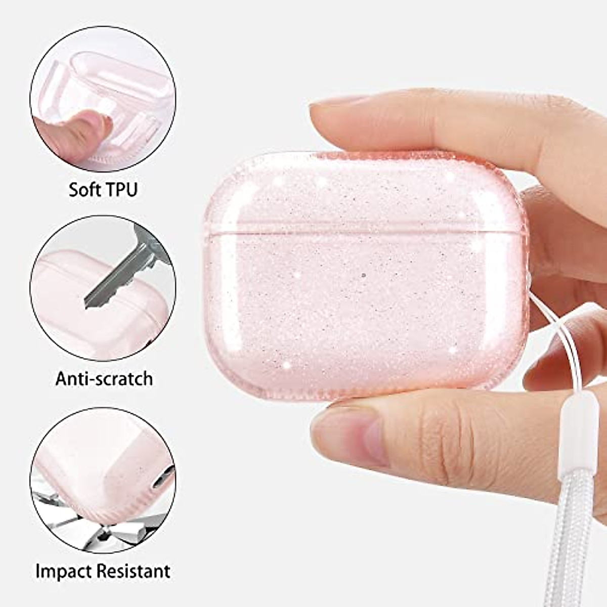 KOREDA for Airpods Pro 2nd Generation/1st Generation Case (2022/2019), Soft Clear TPU Bling Crystal Transparent Airpod Pro 2 Case Shockproof Protective Cover for Airpods Pro 2nd/1st Gen