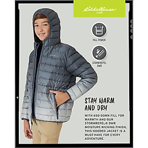 Eddie Bauer Boys' Jacket - CirrusLite Weather Resistant Down Coat for Boys - Insulated Quilted Bubble Puffer (3-20), Size 14-16, Iron