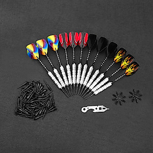 CyeeLife Soft tip Darts Set 18g,100 Extra Tips+Tool+12 Aluminum shafts with Rubber Rings+16 Flights 16 Flight Protectors,Professional Plastic Darts for Electronic Dartboard
