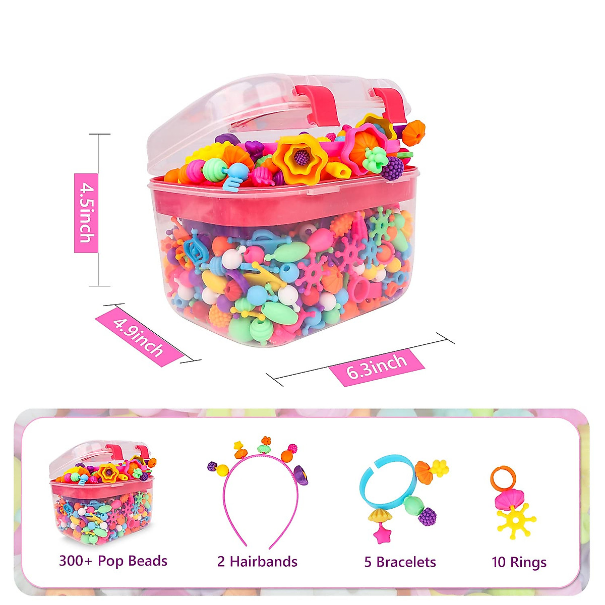Pop Beads - 550+Pcs DIY Jewelry Making Kit for Toddlers 3,4,5,6,7,8 Year Old, Kids Snap Beads Set Art and Crafts Creativity Toys for Girls Birthday Gifts