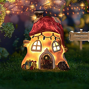 Solar House Statue Outdoor Garden Lights House Garden Sculptures Solar LED Light Decorations