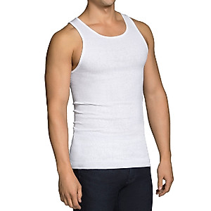 Fruit Of The Loom Mens Sleeveless Tank A-shirt, Tag Free & Moisture Wicking, Ribbed Stretch Fabric Undershirt, 8 Pack - White, X-Large US