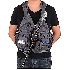 Fly Fishing Vest, Fishing Safety Life Jacket for Swimming Sailing Boating Kayak Floating Multifunction Breathable Backpack for Men and Women Vest/Kayak (Army Green, with Foam)