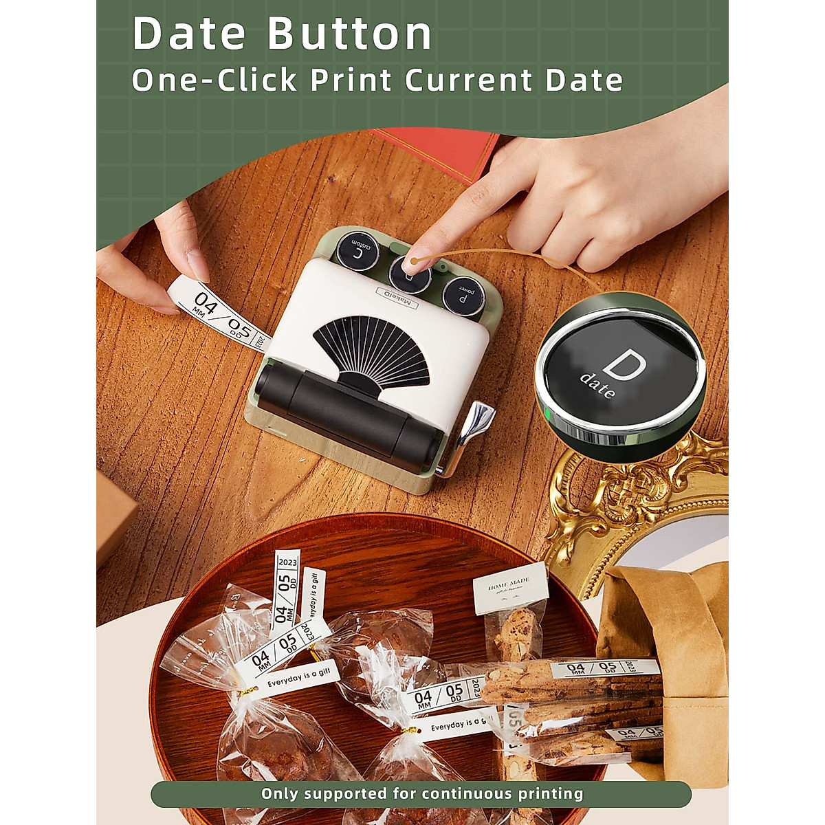 Makeid Label Printer HD(300dpi), Portable Bluetooth Handheld Label Maker Machine with Tape, Multiple Templates Compatible with iOS Android Easy to Use Rechargeable Labeler