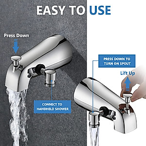 PROOX All Metal Tub Spout with Diverter Chrome, Diverter Tub Spout for Hand Shower
