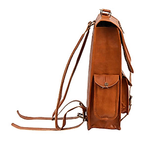 Shy Shy Let’s Touch The Sky 16" Vintage leather Backpack Laptop Messenger Bag Lightweight School College Rucksack Sling for Men Women