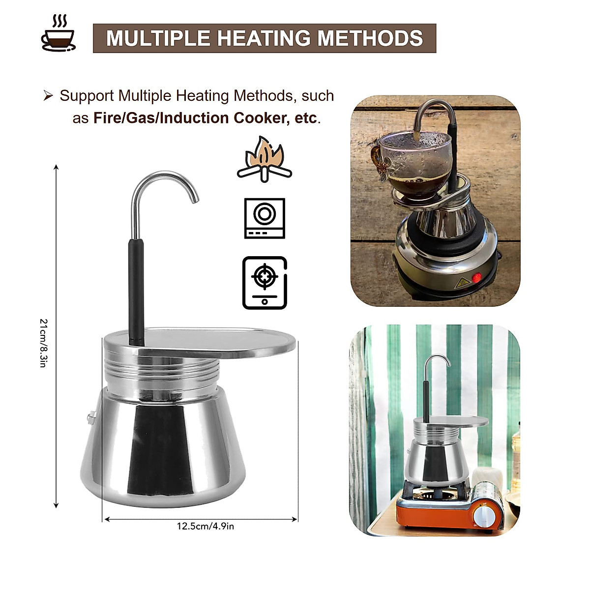 KUIDAMOS Stovetop Espresso and Coffee Maker,3 Cup Classic Stovetop Espresso Maker Flavored Italian Style Delicious Coffee Maker for DIY Stovetop Espresso