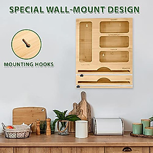 Storage Bag Organizer - 6 in 1 Foil and Plastic Wrap Organizer, Ziplock Bag Organizer For Kitchen Drawer, Compatible With Kitchen Roll for Gallon, Quart, Sandwich, Snack, Aluminum Foil etc