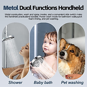 Shower Head, 8'' High Pressure Rainfall Shower Head, Z-Type Shower head Combo/Handheld Shower Wand, 12'' Angle Adjustable Extension Arm/Flow Regulator/Shower System,Chrome