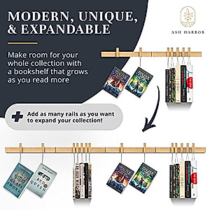 Ash Harbor Floating Wall Bookshelf - Wall Mounted Book Organizer with Included Bookmarks - Hardwood Hanging Bookshelf for Bedroom, Living Room, or Kitchen - A Thoughtful Gift for Book Lovers (Natural)