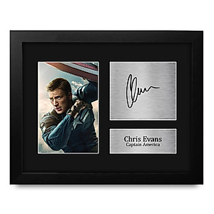 HWC Trading Chris Evans USL Framed Signed Printed Autograph Captain America The Avengers Print Photo Picture Display - US Letter Size