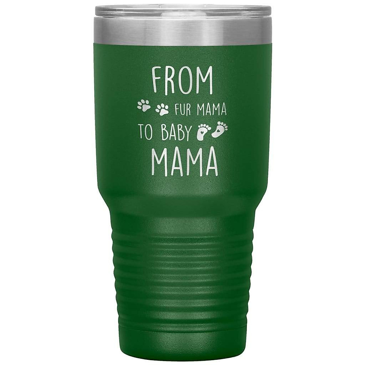 ODDITEES Cute Pregnancy Announcement For New Mom From Fur Mama To Baby Mama Laser Etched 30oz Stainless Steel Tumbler - Teal