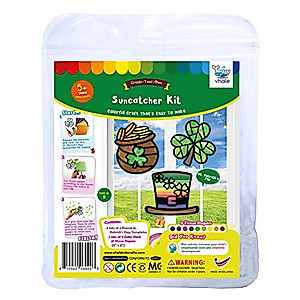VHALE Suncatcher Kit for Kids, 3 Sets of Stained Glass Effect Paper Suncatchers (9 Cutouts, 27 Tissue Papers), Window Art, Classroom Arts and Crafts, Party Favors (St. Patrick's Day)