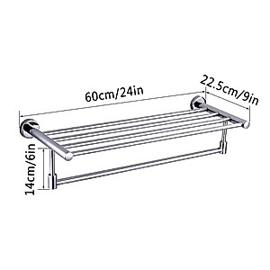GLJ Floating Shelves Stainless Steel Drain Storage Rack, Bathroom Shower Shelf, Wall-Mounted Kitchen Spice Rack, with Towel Bar
