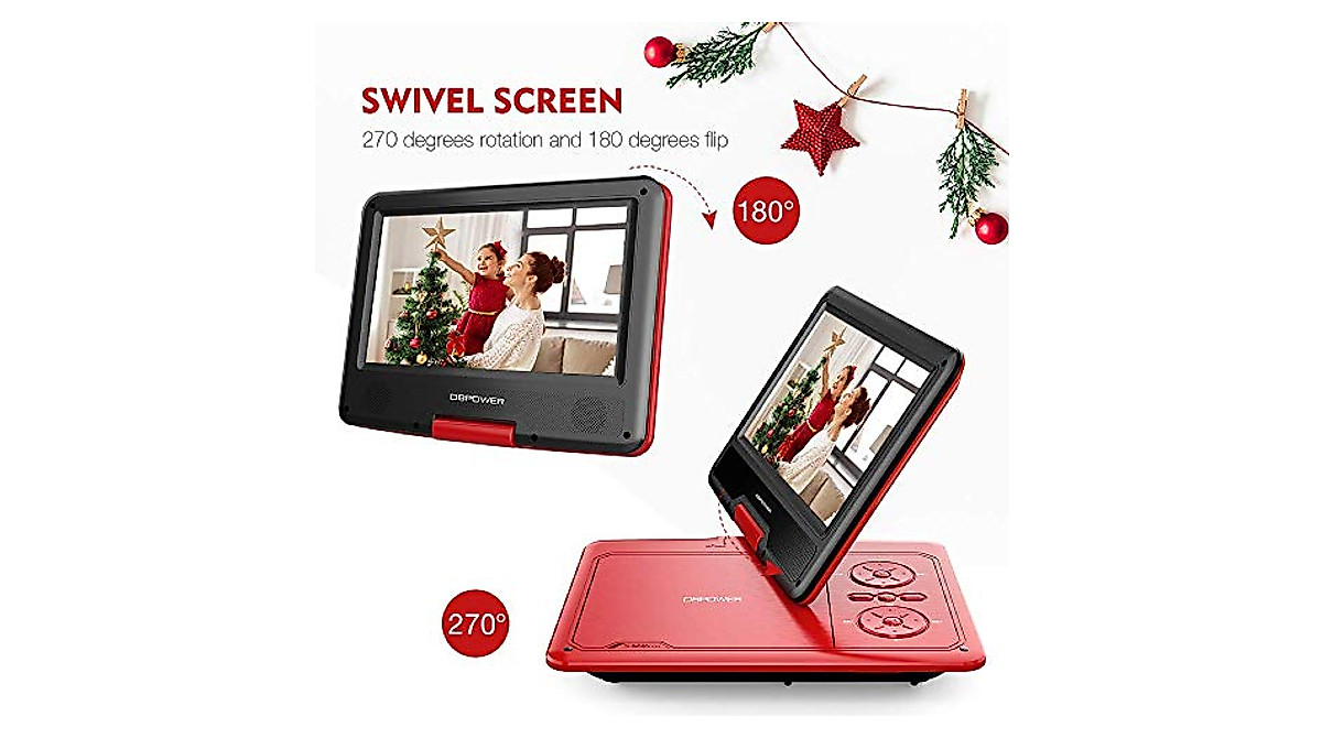 DBPOWER 11.5" Portable DVD Player with 5-Hour Battery and Swivel Screen