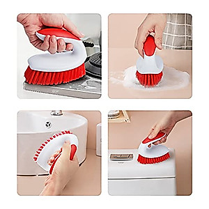 Carpet Scrub Brush Scrubber for Cleaning- EXEGO Shower Cleaning Brush with Handle Bathroom Stiff Bristle Brush Heavy Duty Scrubber for Bathroom Shower Sink Carpet TubTile Floor Cleaning -2 Pack