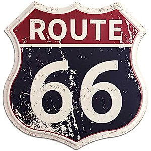 Route 66 Signs Vintage Road Signs Room Decor High Way Metal Tin Sign for Home Garage Wall Decorations 12× 12 Inches