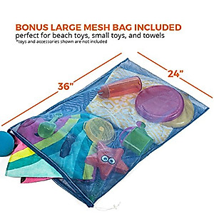 KITLIFE Pool Storage Bin – Rolling Poolside Mesh Container for Toys – Waterproof, UV Resistant Outdoor Organizer Box with Bonus Mesh Bag, Medium Size 36 x 36 x 24", Bonus Mesh Bag Included Blue