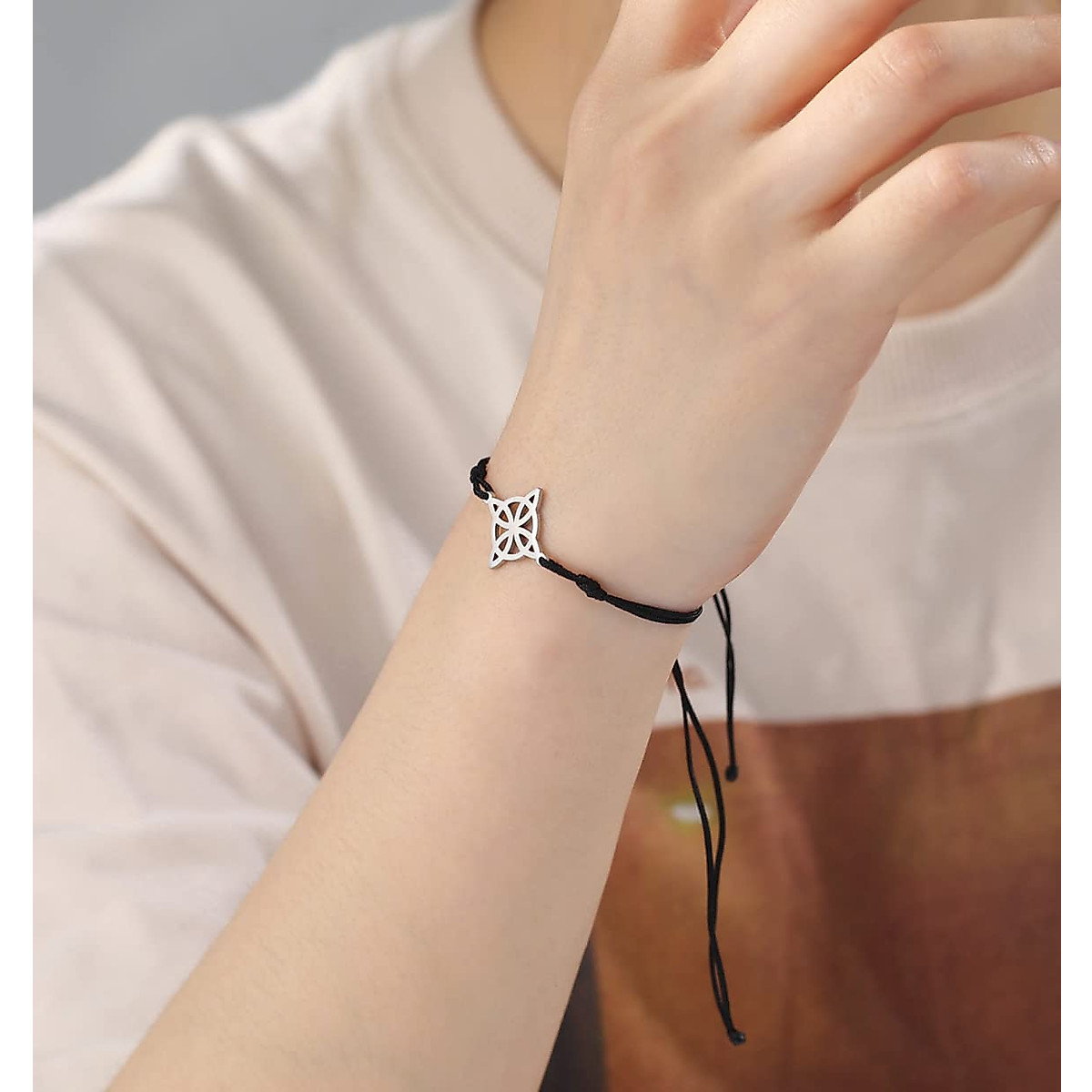 UNIFT Bracelet For Women Celtic Witch's Knot Magic Layered Bracelet Stainless Steel Charm Mystic Double Rope Bracelets Celtic Jewelry (silver, Stainless Steel)