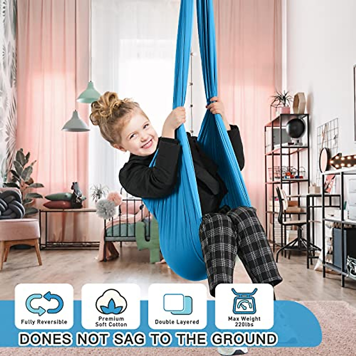 Therapy Swing for Kids with Special Needs (Hardware Included) Sensory Swing Cuddle Swing Indoor Outdoor Kids Swing Adjustable Hammock for Children with Autism, ADHD, Aspergers