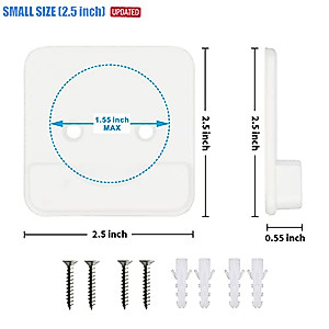 Adhesive Shower Curtain Rod Holders for the Wall | Bathroom Tension Rod Mount brackets | No Drilling | Stick On | 2 Pack, (Shower Curtain Rod Not Included) White Small