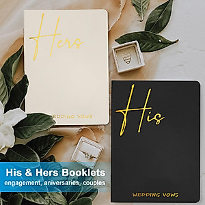 YIJIAGUO Vow Books His and Hers, Wedding Vow Books for Bride and Groom, Registry Ideas Essential for Engagement Gift Addition, Aniversaries, Couples Shower Keepsake, 5.5" X 4"- Black & White ﻿