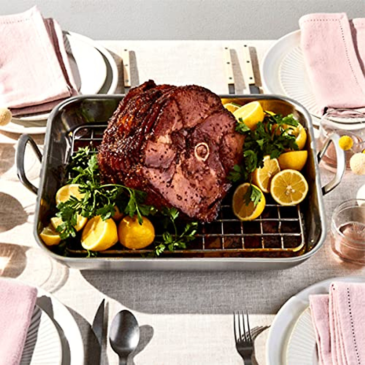 GreenPan X Food 52 Five-Two Essentials, Tri-Ply Stainless Steel 12" Roaster with Roasting Rack, PFAS-Free, Multi Clad, Induction, Dishwasher Safe, Oven Safe, Silver