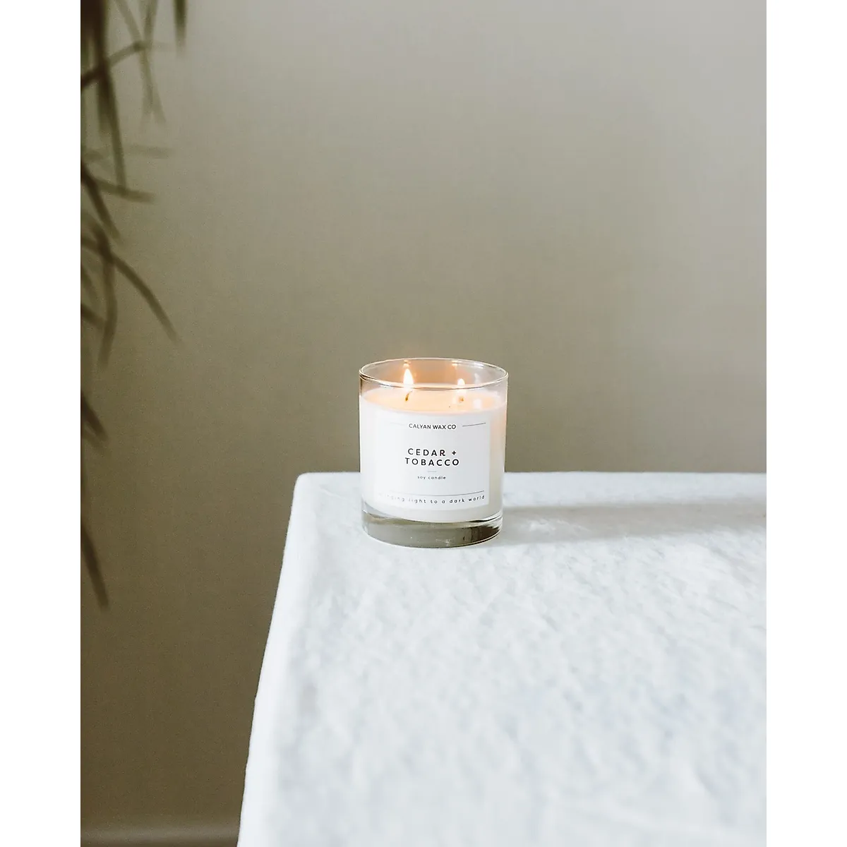 Calyan Wax Co. 2 Wick Candle, Cedar + Tobacco Scented Candle, 37 Hour Burn Time, Aromatherapy Soy Candles, Non Toxic & Vegan Soy Wax, Glass Tumbler Scented Candles, 12.5oz