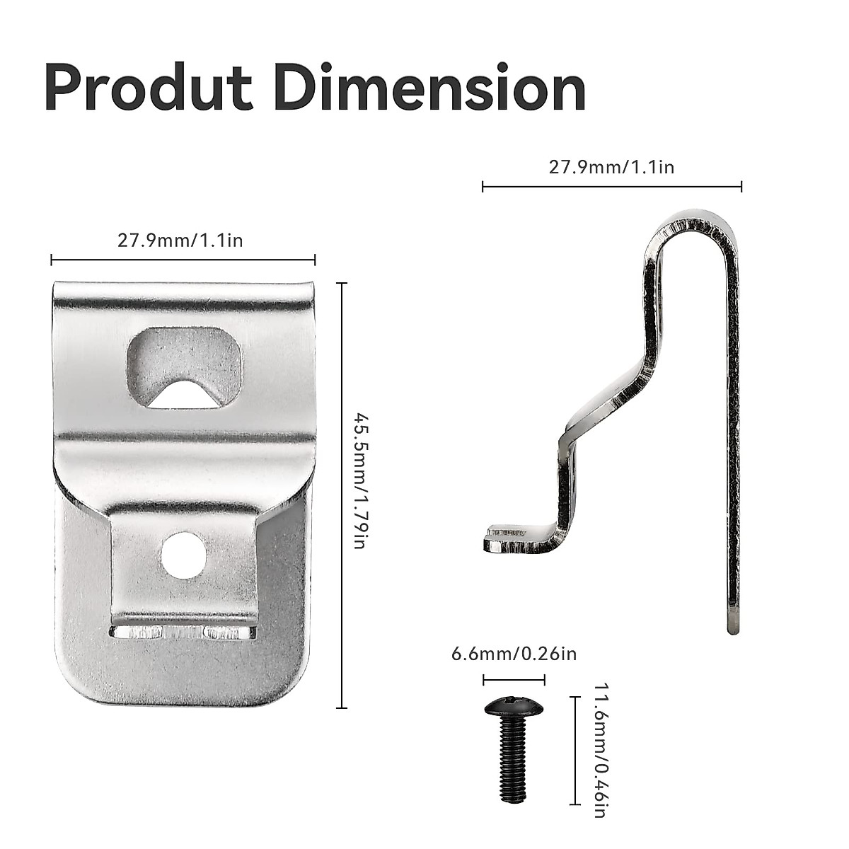 Belt Clips for Dewalt, 6pcs 304 Stainless Steel Drill Tool Clips Hook Kit with Screws for Dewalt N268241 Fit for 20V Power Tools DCD980 DCD985 DCD980L2 DCD985L2