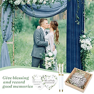 53 Pcs Wedding Card Boxes for Reception Wedding Greenery Card Holder Box 50 Pcs Advice and Wishes Card 2 Pcs Wedding Ballpoint Pens Wedding Wishes Cards and Box Set for Reception Bridal Shower