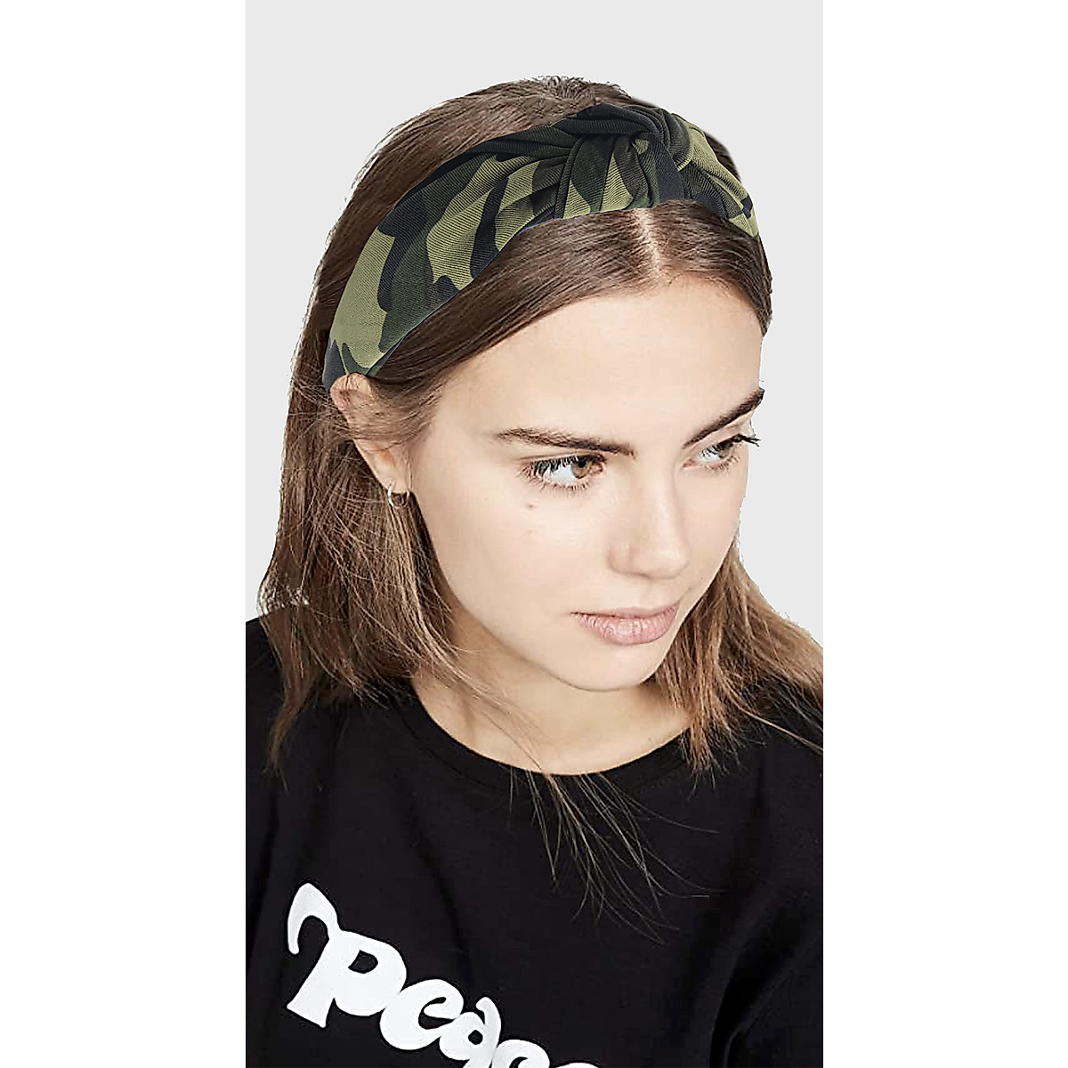 YETASI Headbands for Women Knotted Headband for Women Green Camo is Chic. Top Knot Headband Designer is Unique. Fashion Headbands with Knot Head band