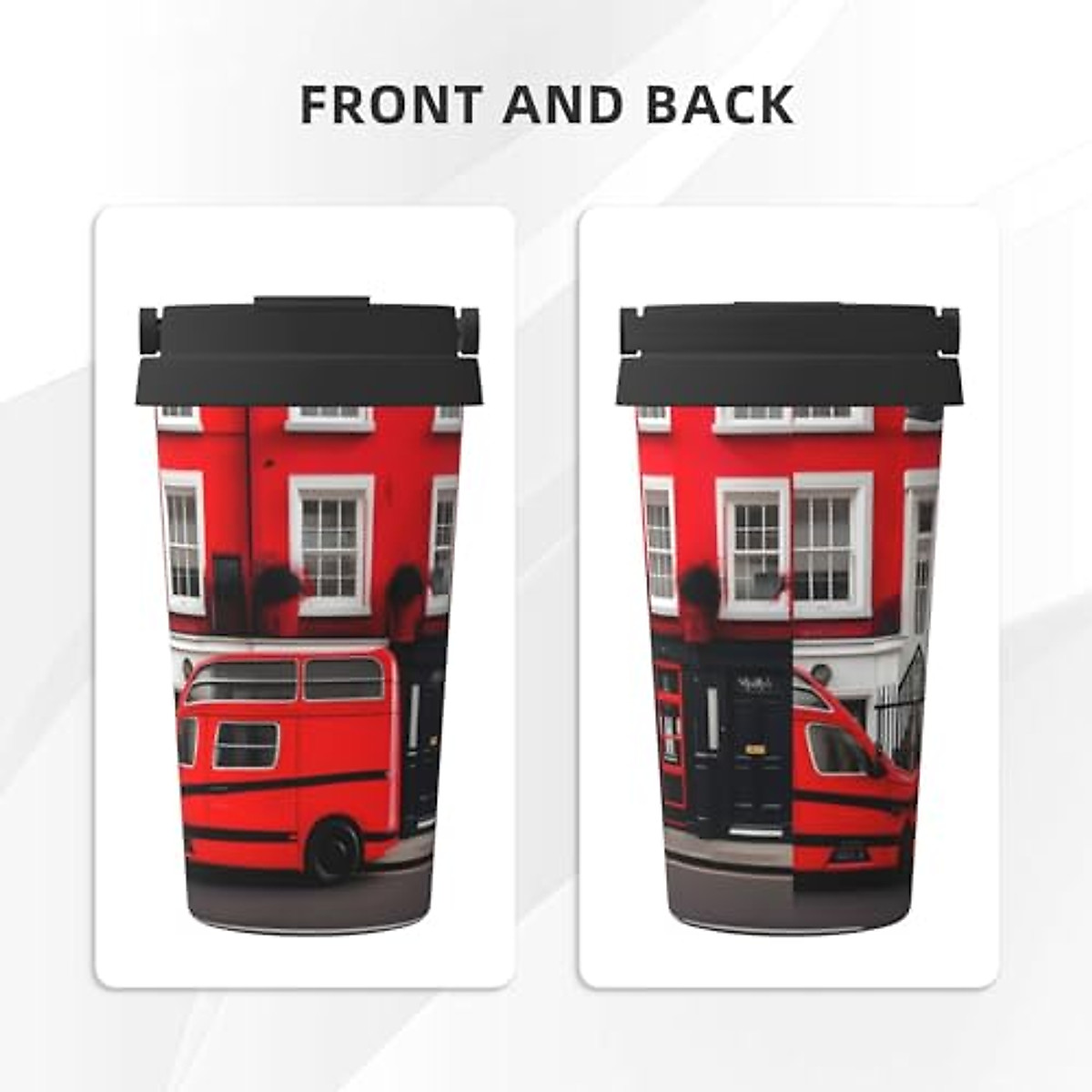 WANGXUEE London Street Print 500ml Stainless Steel Travel Tumbler Double Wall Vacuum Insulated Coffee Mug