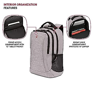 SwissGear 5668 Laptop Backpack, Light Grey Heather, 18.25 Inches