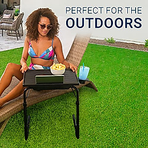 Table Mate II TV Tray Table - Folding TV Dinner Table, Couch Table Trays for Eating Snack Food, Stowaway Laptop Stand, Portable Bed Dinner Tray - Adjustable TV Table with 3 Angles, Cup Holder, Black