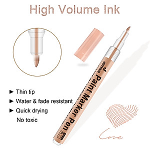 JEFFNIUB Acrylic Paint Pens Gold,Silver,Rose Gold,Paint Markers for Rocks Painting, Wood, Fabric, Glass,Ceramic,Canvas. Scrapbooking,Card Making,DIY Craft Supplies Metallic Acrylic Marker Set (0.7mm)