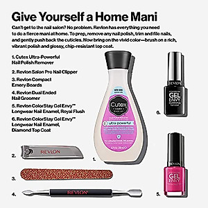 Gel Nail Polish Remover by Cutex, Ultra-Powerful & Removes Glitter and Dark Colored Paints, Paraben Free, 6.76 Fl Oz