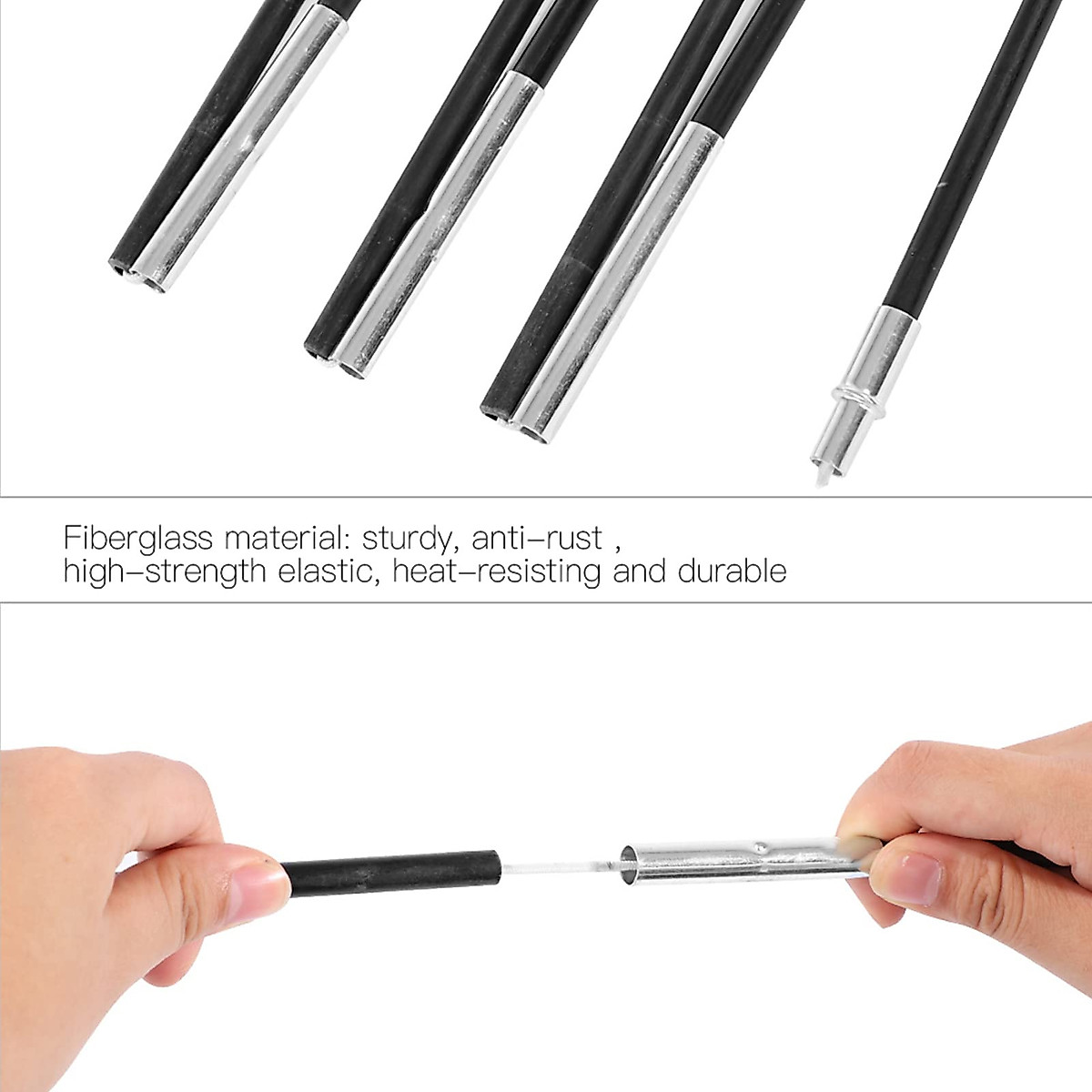 Tihebeyan Tent Pole, Fiberglass Adjustable Replacement Poles Rods Awning Frames Kit