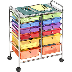 Simple Houseware 12-Drawers Rolling Storage Cart, Multicolor