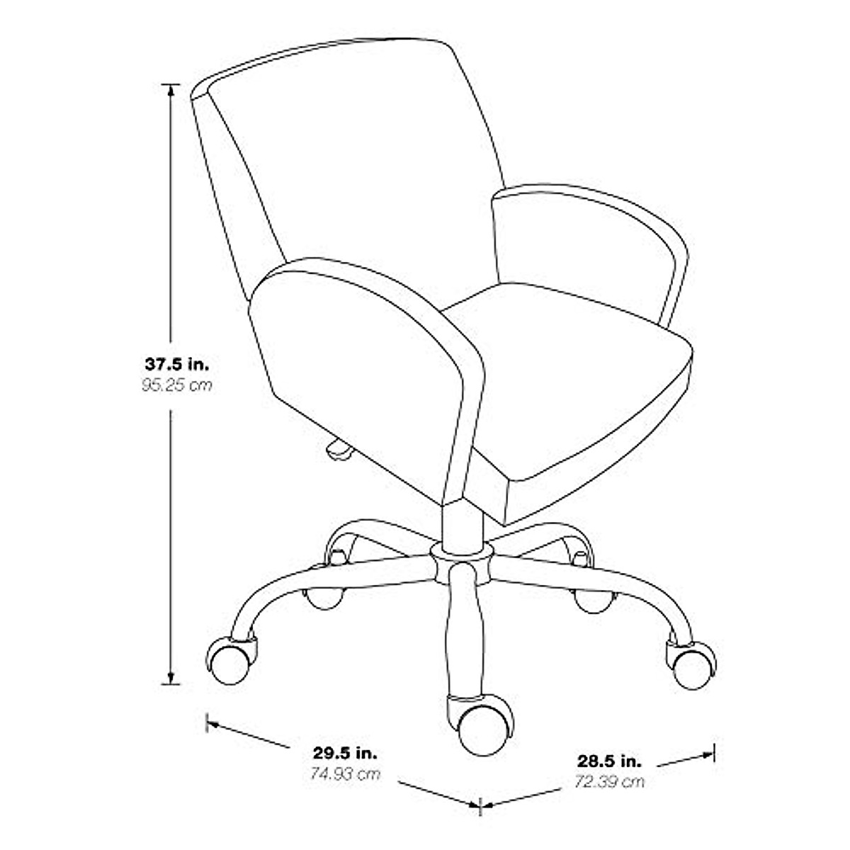 OSP Home Furnishings Joliet Office Chair in Linen Fabric with Chrome Base