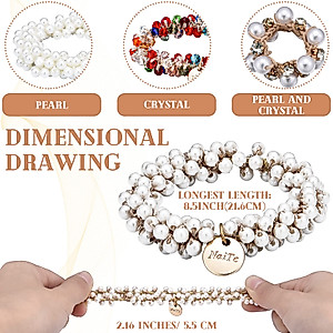 9 Pcs Boho Handmade Hair Accessories Gift for Women & Girls: Pearl Hair Ties, Crystal Elastic Scrunchies, Stretchy Bead Ponytail Holders (Classic)